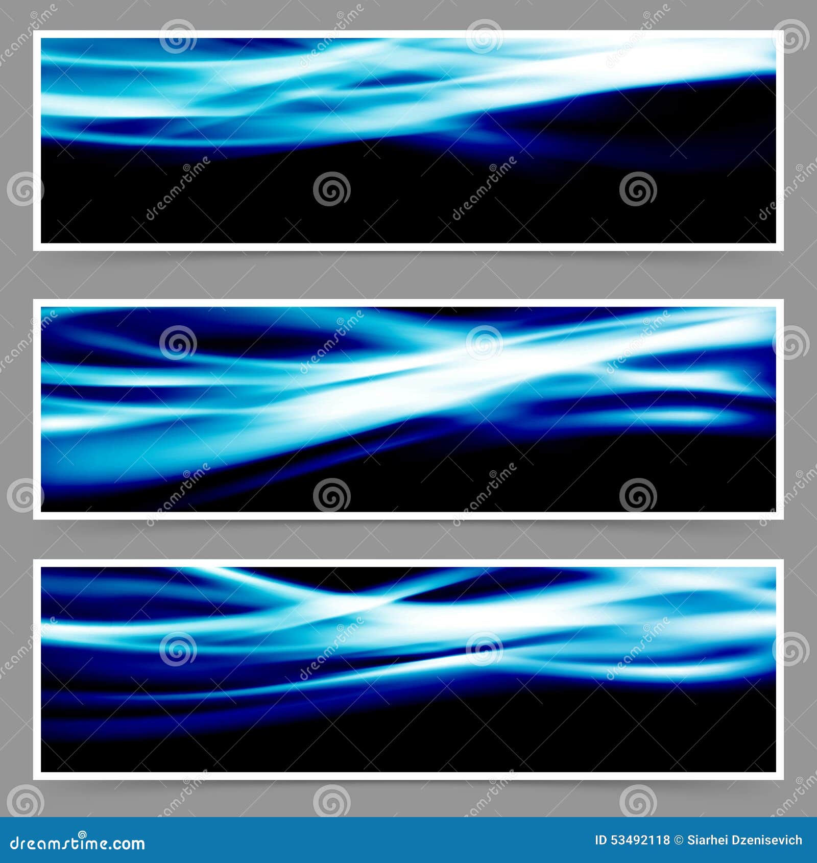 Energy Speed Swoosh Blue Wave Header Set Stock Vector - Illustration of ...