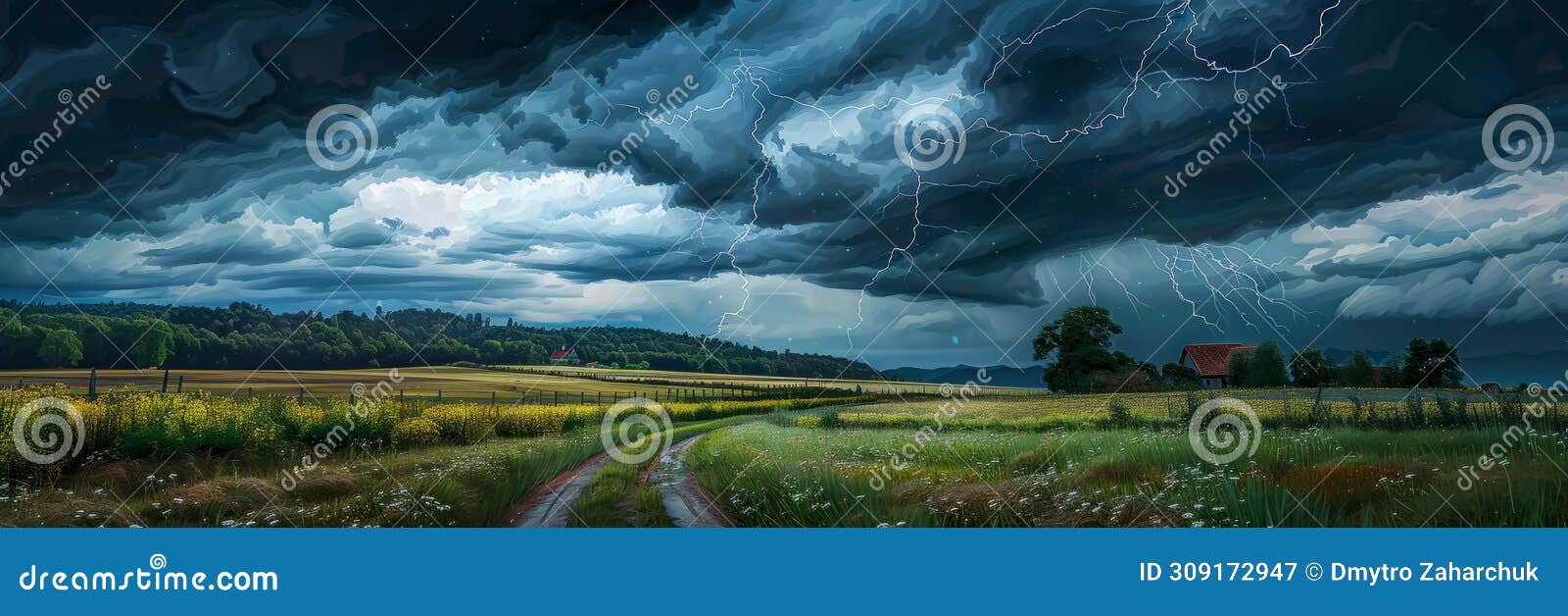 Energy of Spring Storms with Dramatic Rolling Clouds, Lightning Strikes ...