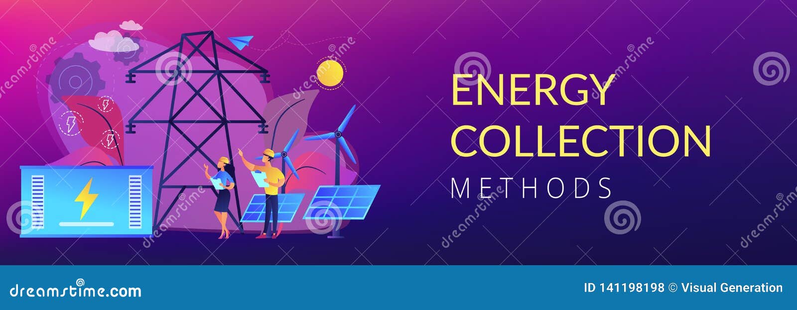 Energy Storage Concept Banner Header. Stock Vector - Illustration of ...