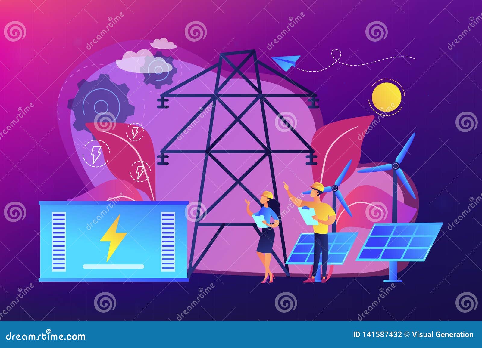 Energy Storage Concept Vector Illustration. Stock Vector - Illustration ...
