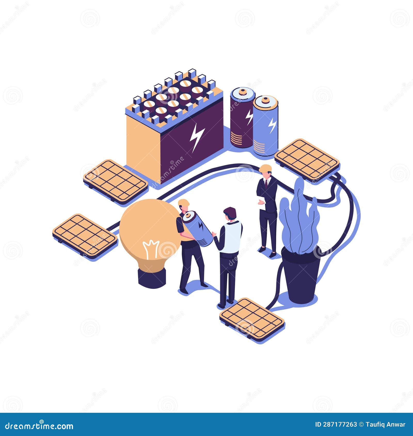 Energy Storage Flat Style Isometric Illustration Vector Design Stock ...
