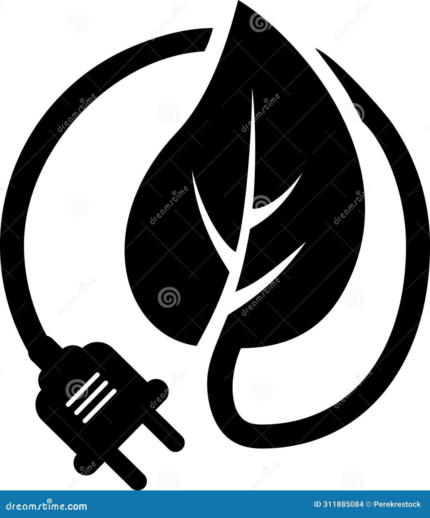 Energy Symbol in the Form of a Wire with a Plug Socket and a Leaf As a ...