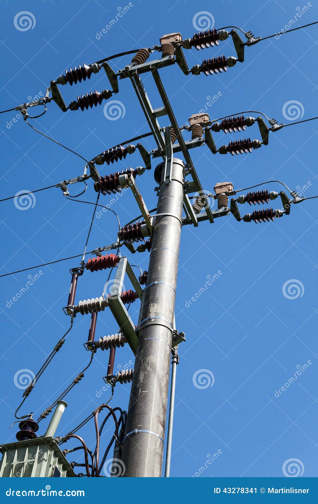 Energy and Technology: Electrical Post by the Road with Power Line ...