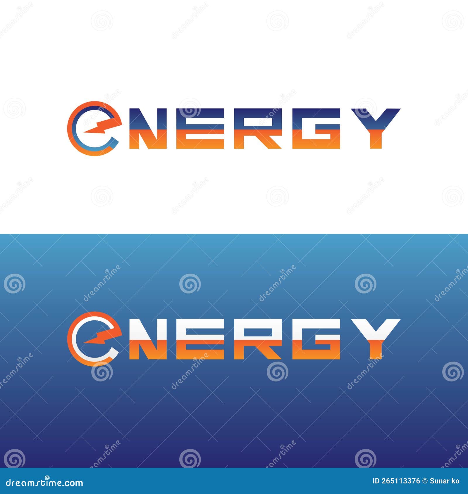 Energy Text Font Dynamic Logo with Lightning - Modern Energy Logo Stock ...