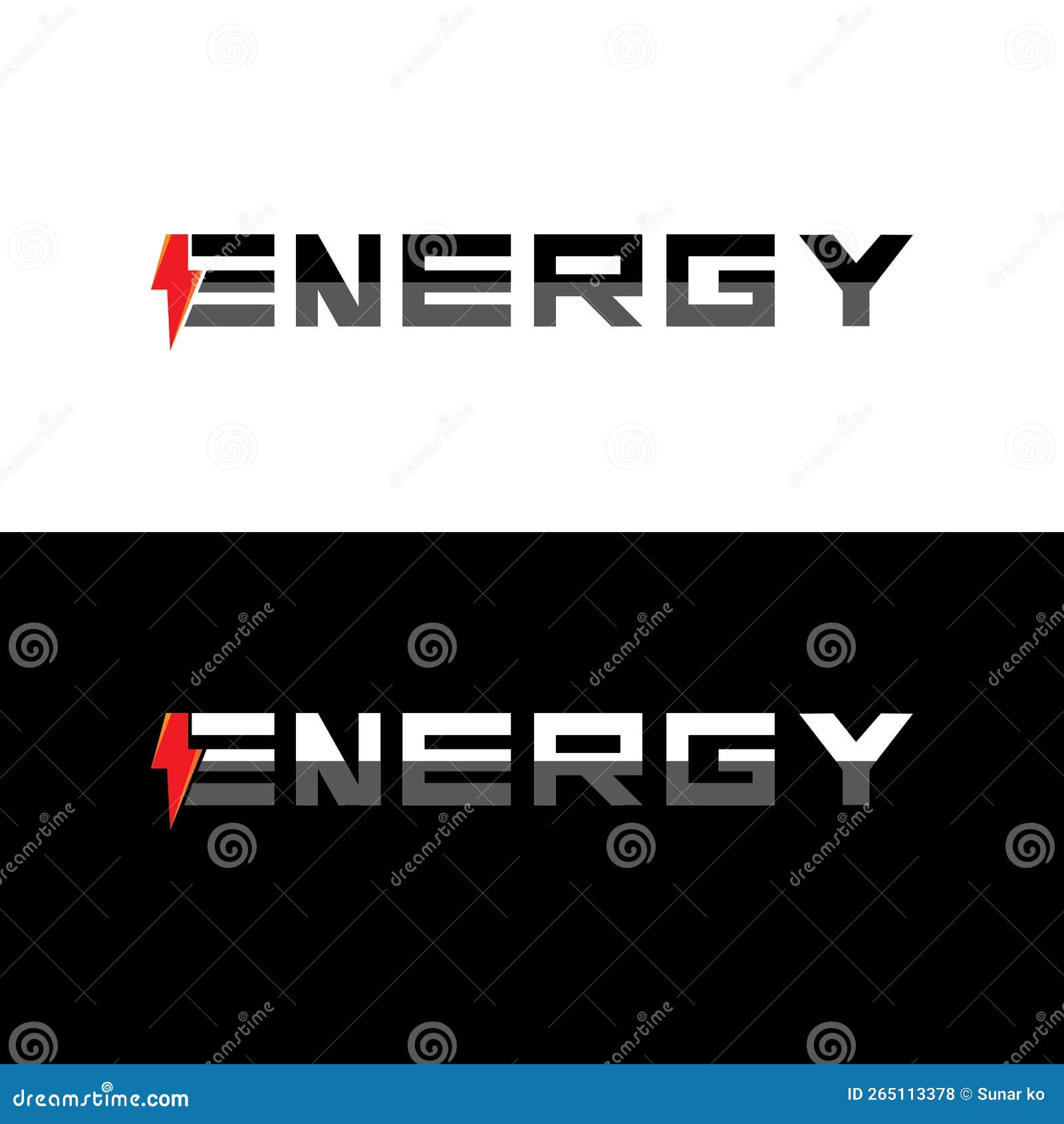 Energy Text Font Dynamic Logo with Lightning - Modern Energy Logo Stock ...