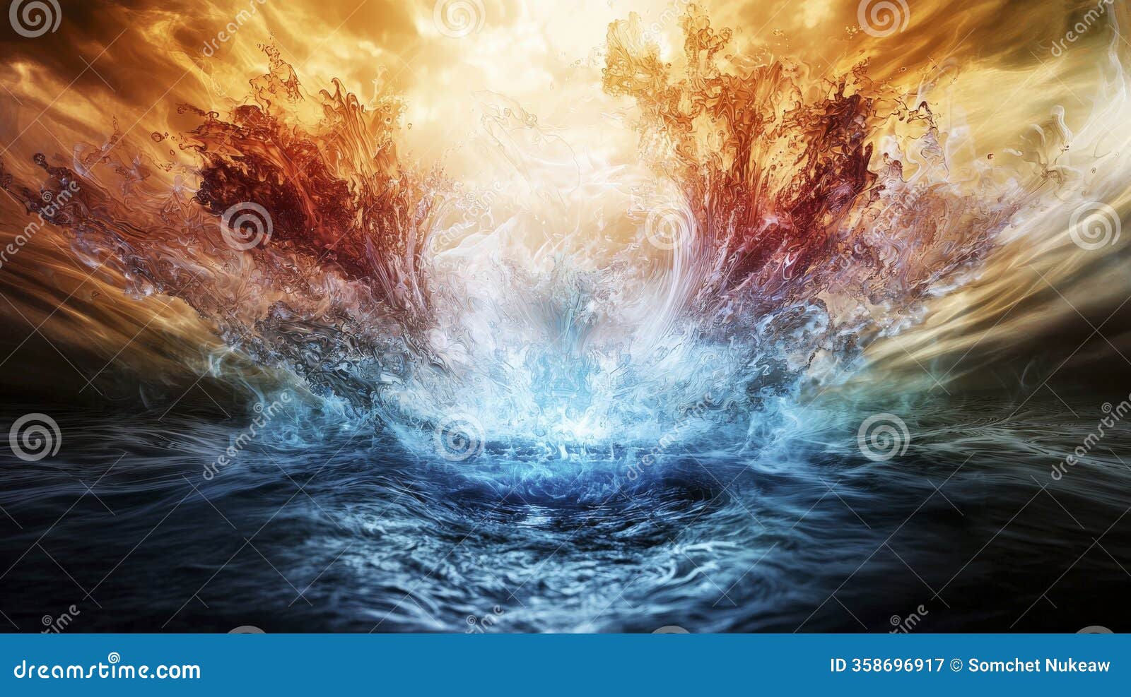 Energy Transformation Metaphor through Vibrant Elemental Forces Ocean ...