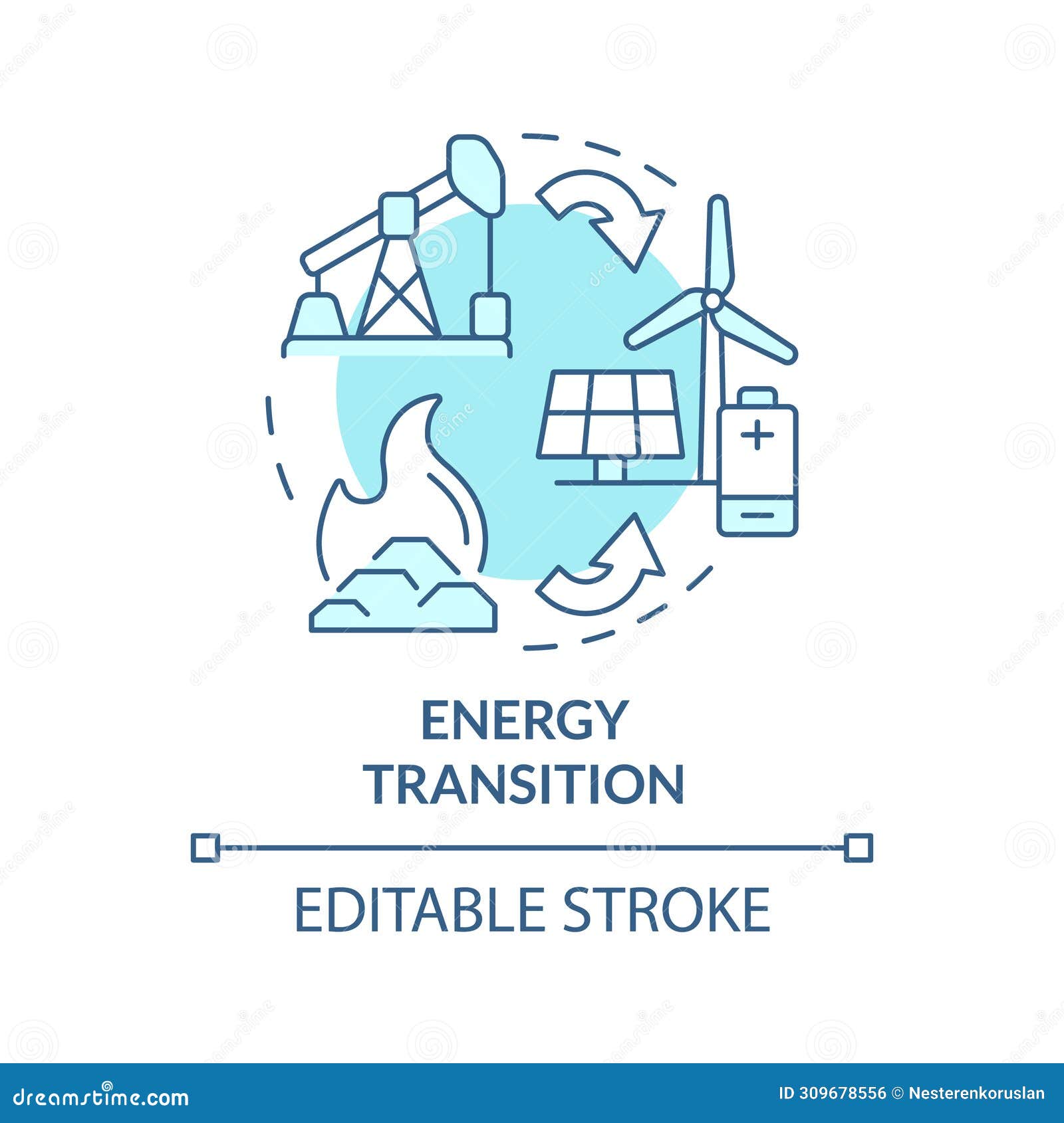 Energy Transition Soft Blue Concept Icon Stock Vector Illustration Of