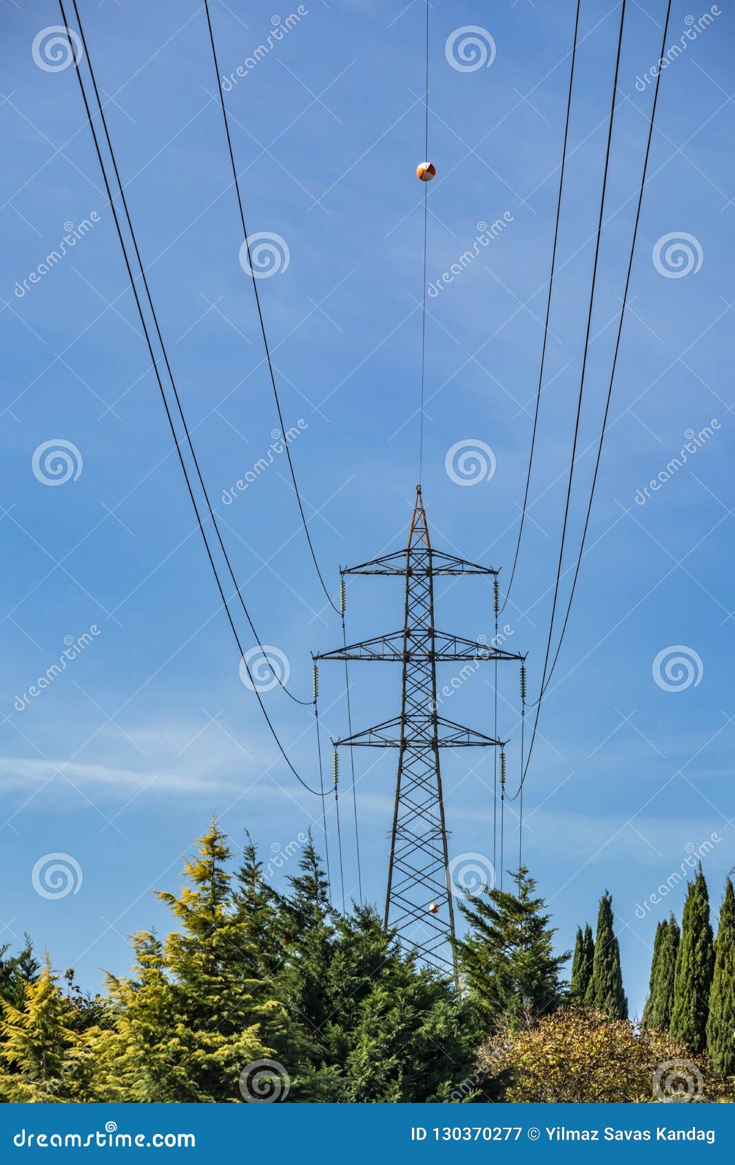 Energy Transmission Line with Cables Stock Image - Image of close ...