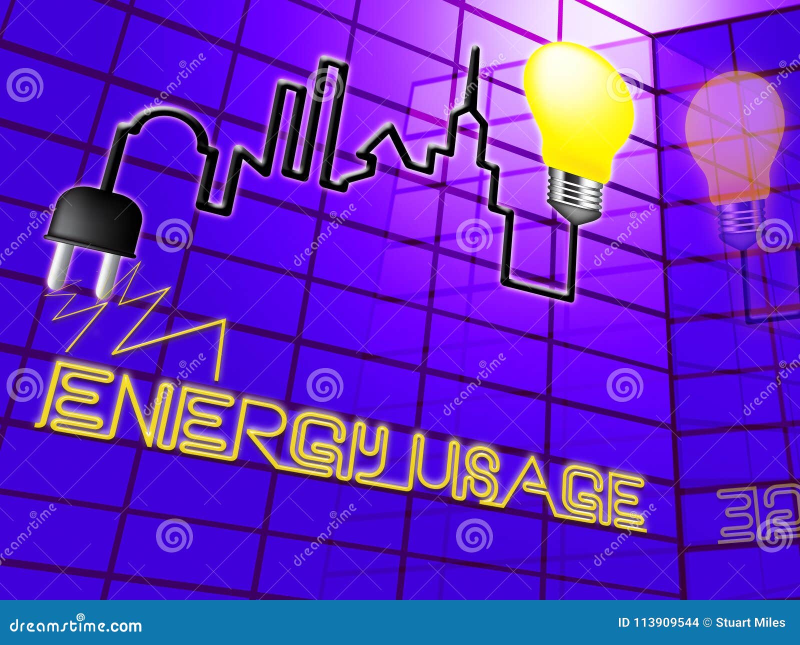 Energy Usage Showing Electric Power 3d Illustration Stock Illustration ...