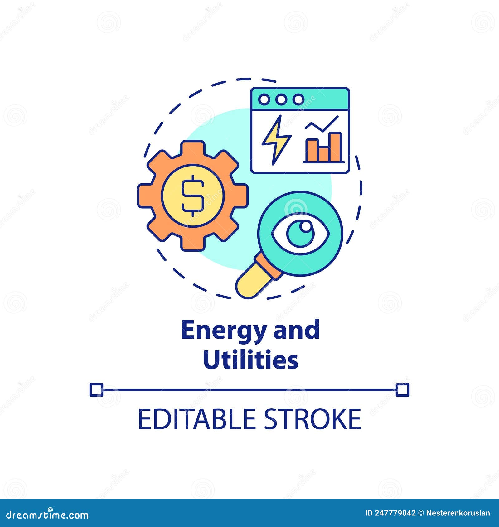 Energy and Utilities Concept Icon Stock Vector - Illustration of line ...