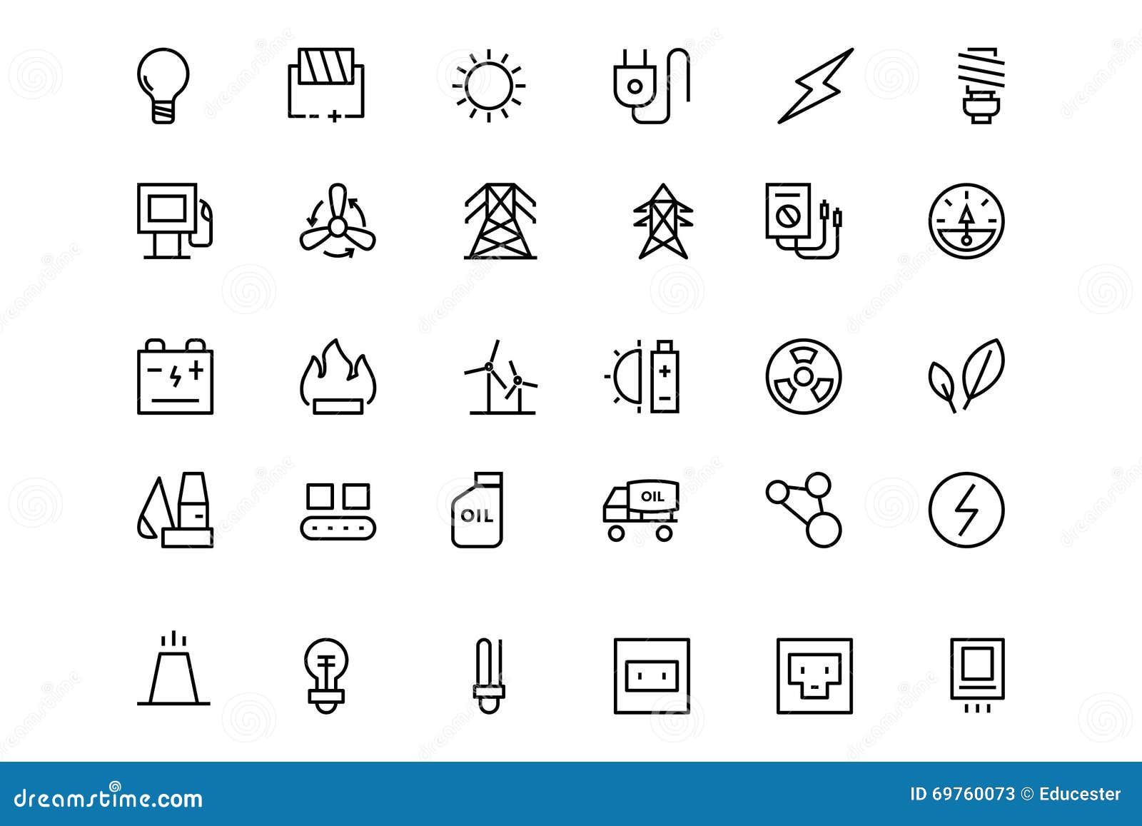 Energy Vector Line Icons 1 stock illustration. Illustration of light ...