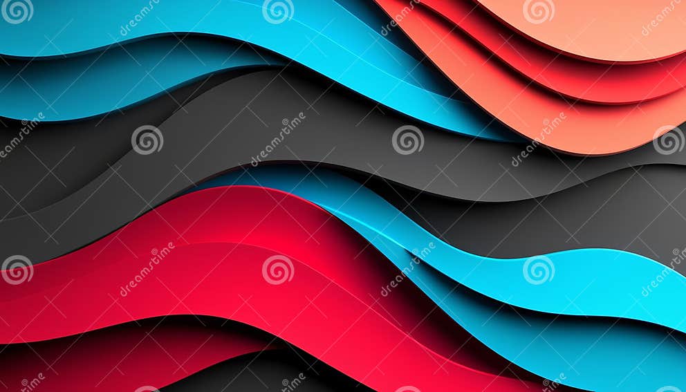 Energy Wave Pattern, Glowing Redblue Spectrum, Futuristic Backdrop, 3D ...
