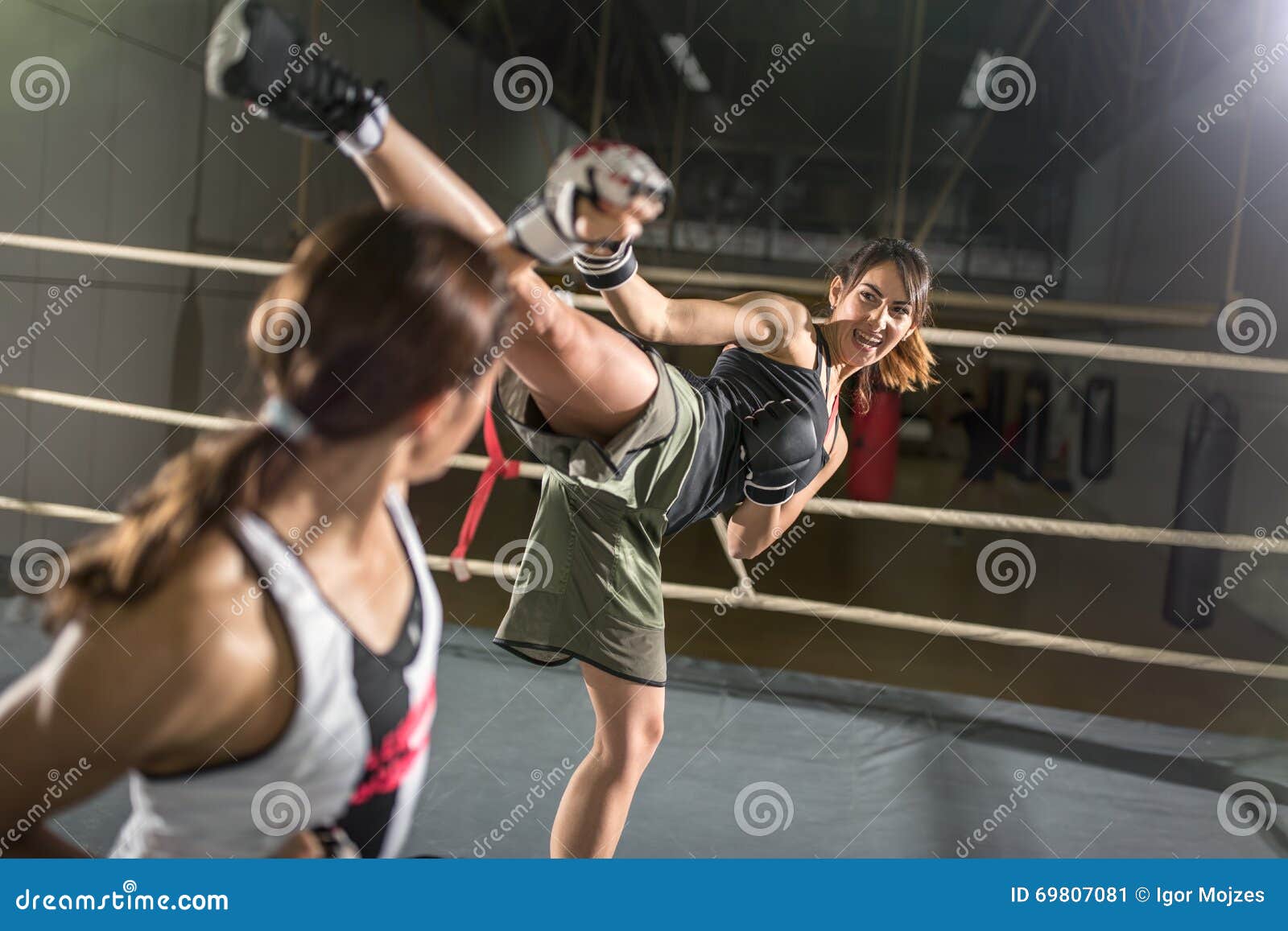 Energy Women Practicing Body Combat Attack Stock Image - Image of ...