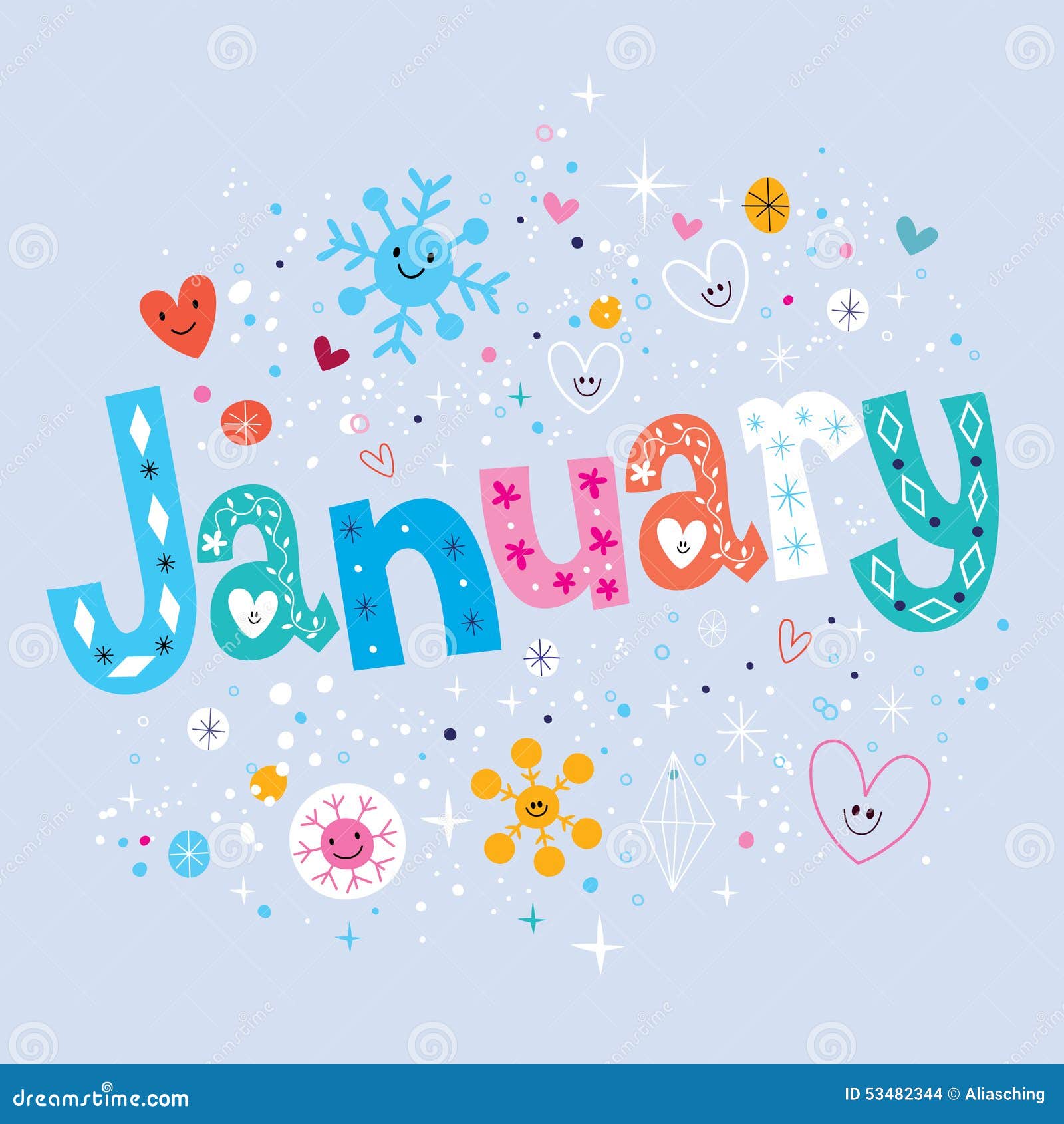 Enero ilustración del vector. Ilustración de nuevo, formado - 53482344