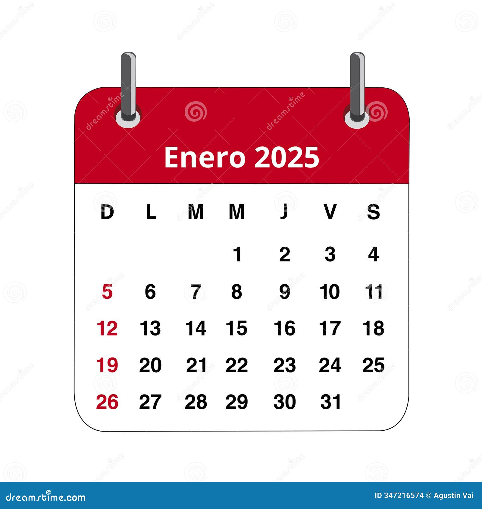 Enero January. First Page Of Set. Spanish Calendar 2021, Template. Week ...