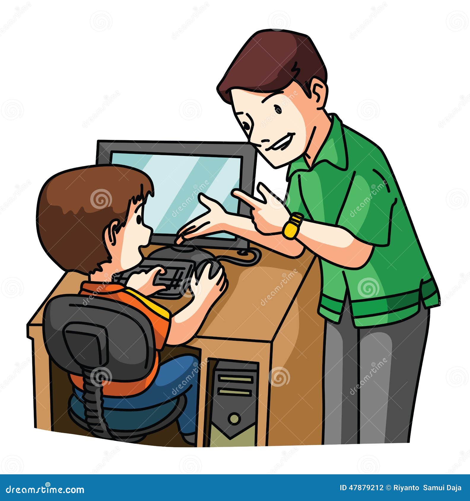 Enfant Apprenant L'ordinateur Illustration de Vecteur - Illustration du ...