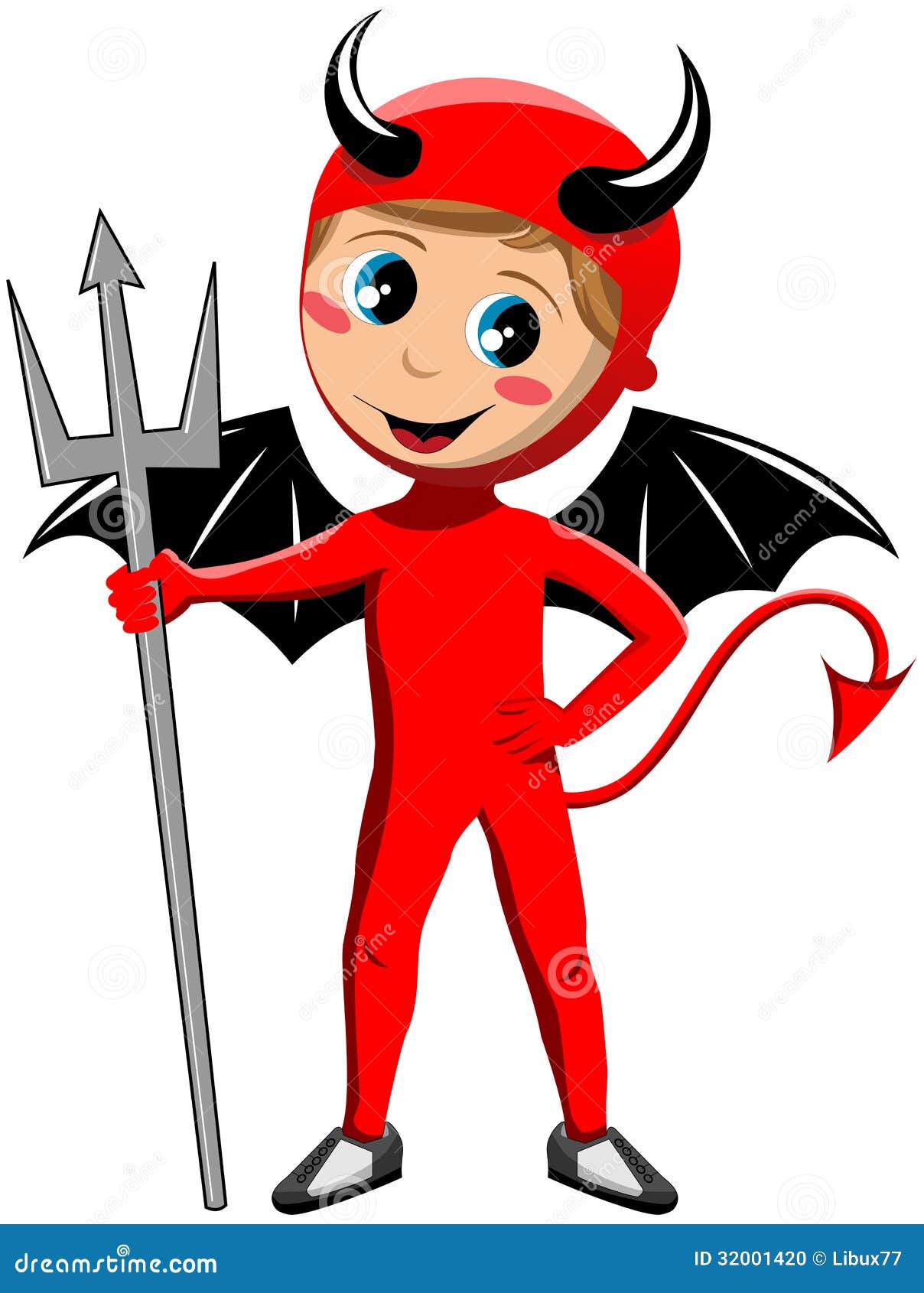 Enfant Avec Le Costume De Diable De Halloween Illustration de Vecteur ...