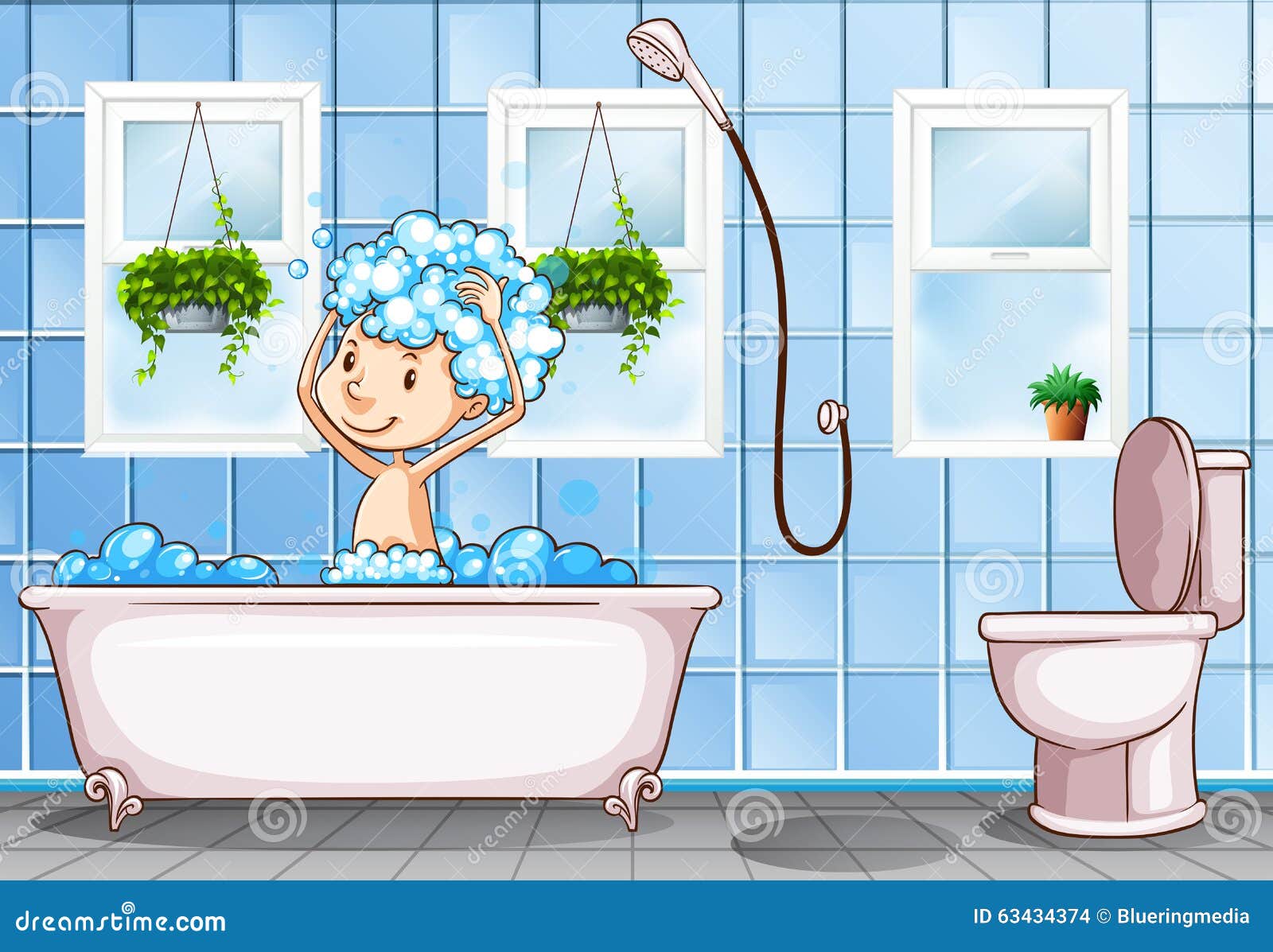 Enfant Prenant Le Bain Dans La Salle De Bains Illustration De Vecteur