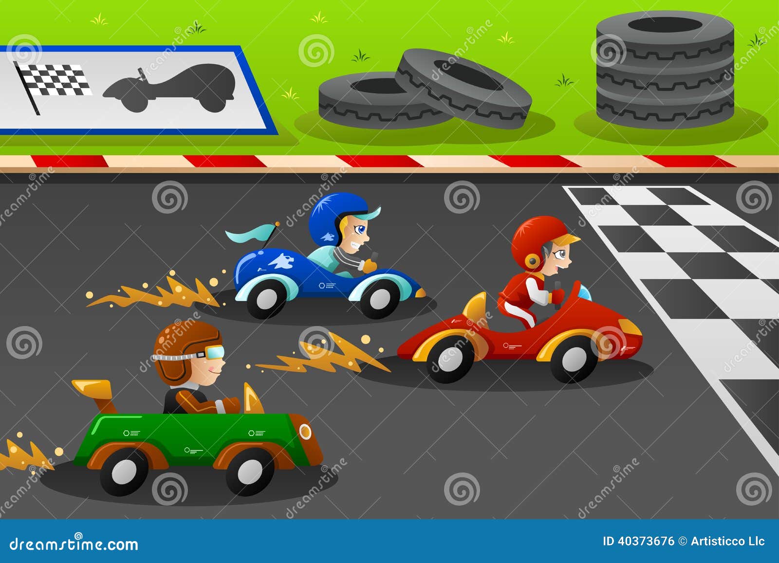 Enfants Dans Des Courses D'automobiles Illustration de Vecteur ...