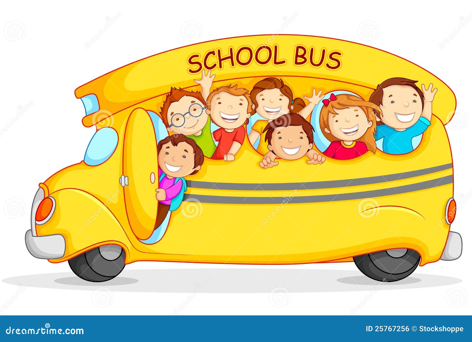 Enfants Dans L'autobus Scolaire Illustration de Vecteur - Illustration ...
