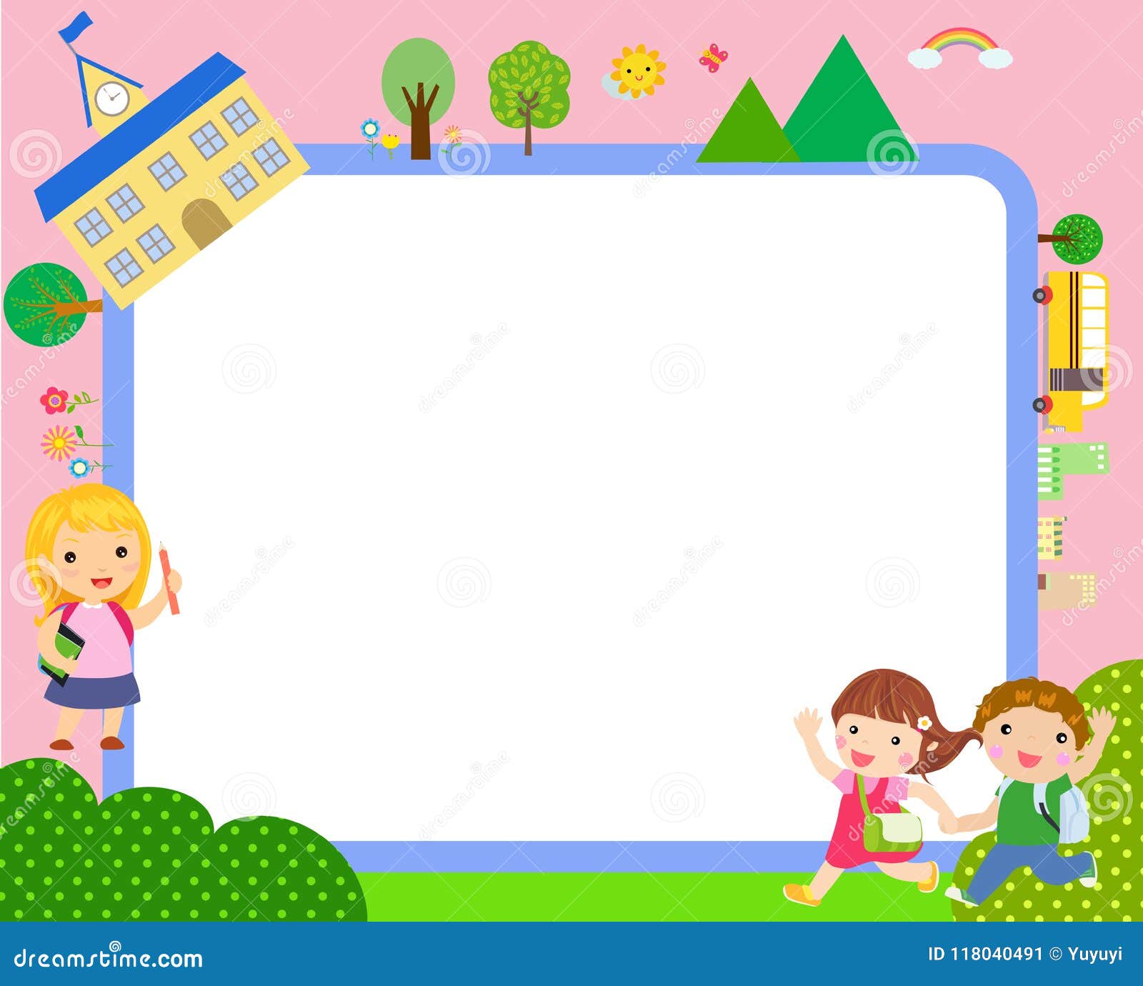 Enfants et cadre - école illustration de vecteur. Illustration du pomme ...