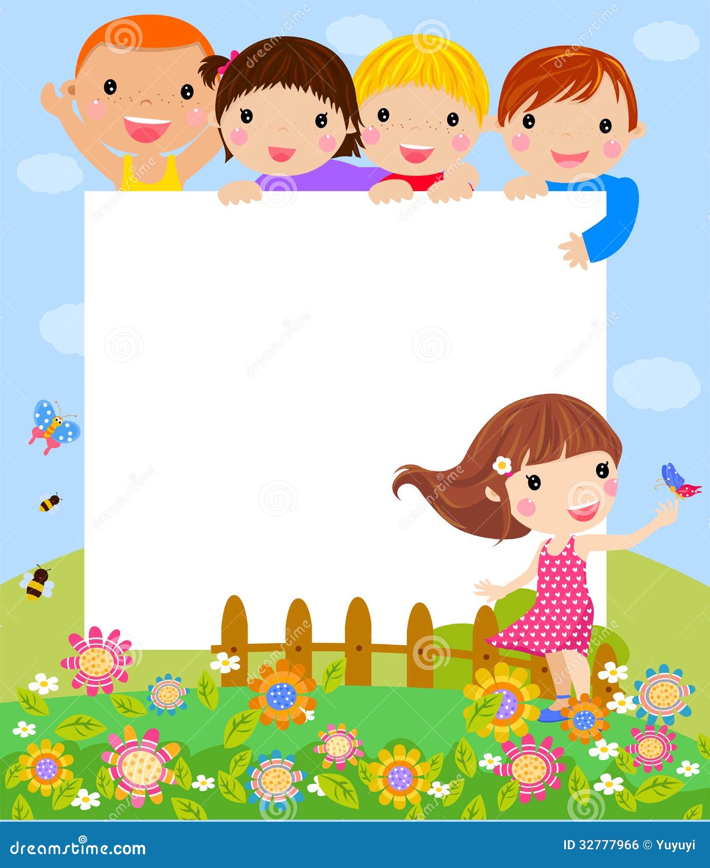 Enfants et cadre heureux illustration de vecteur. Illustration du ...