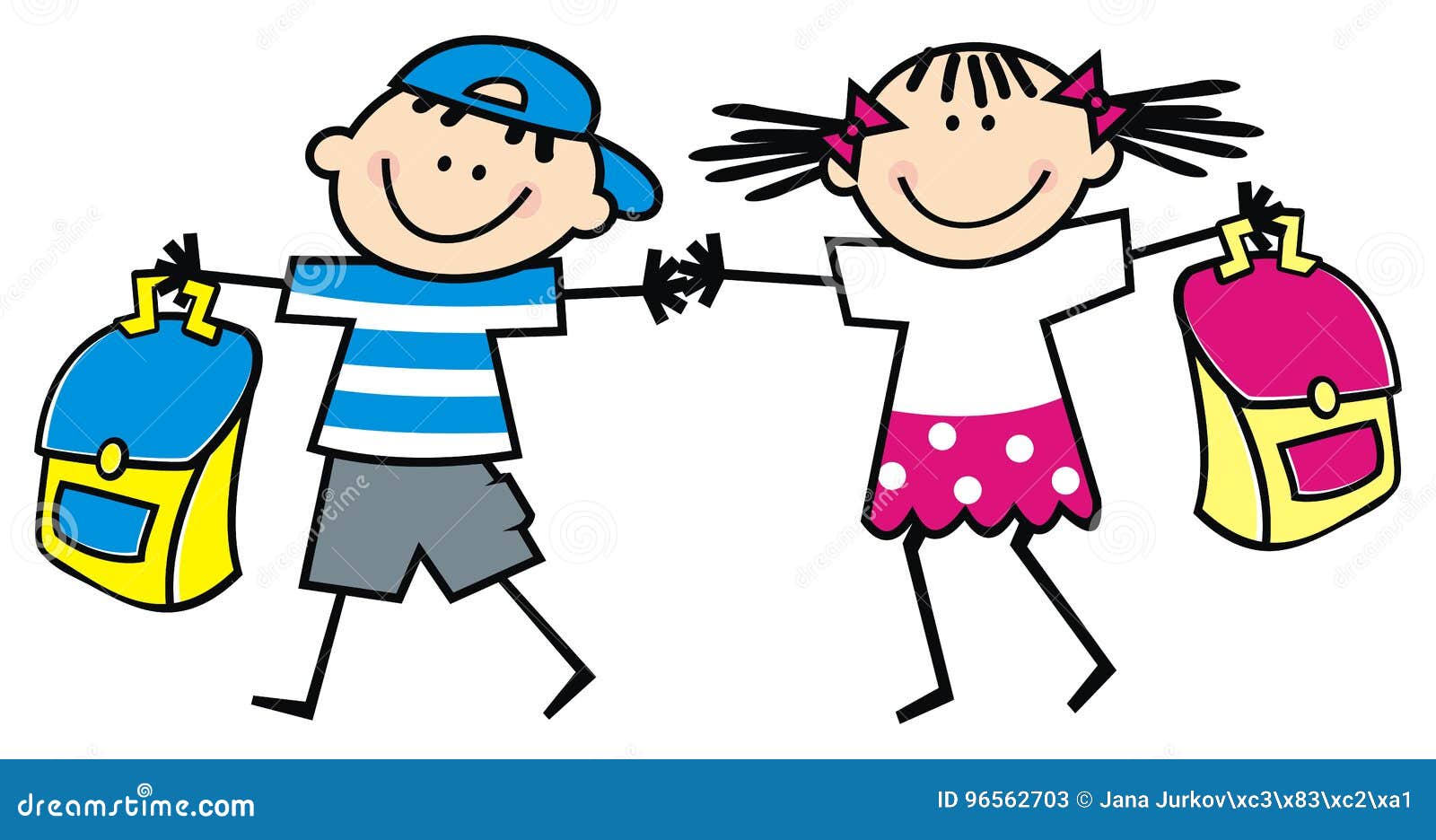 Enfants Et Cartable Heureux Illustration de Vecteur - Illustration du ...