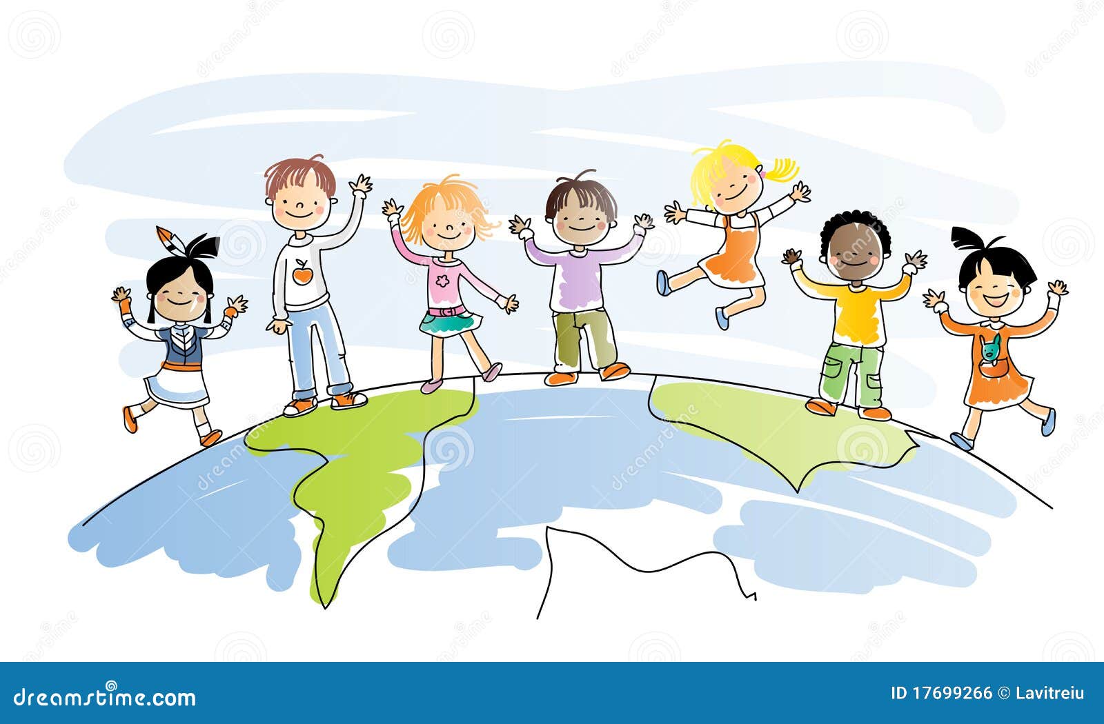 Enfants multiculturels illustration de vecteur. Illustration du bonheur ...