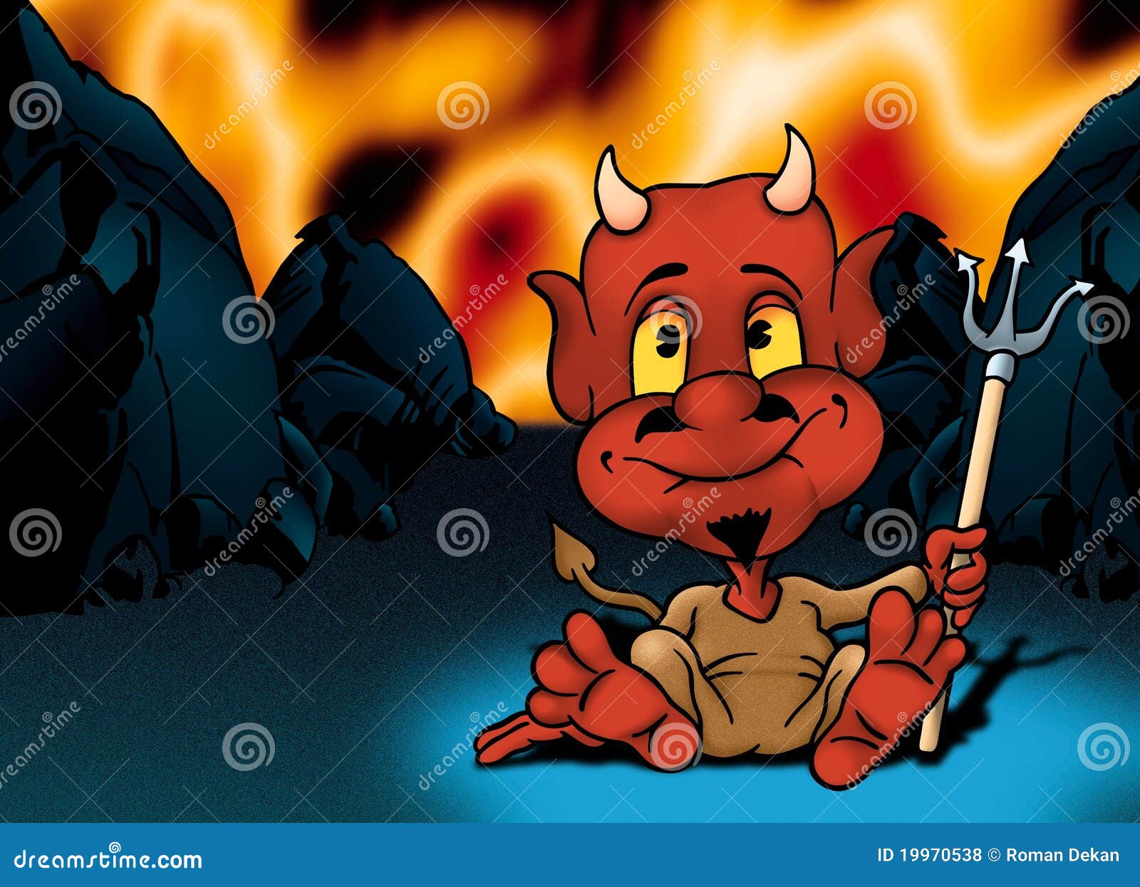 Enfer Et Petit Diable Rouge Illustration Stock - Illustration du fond ...