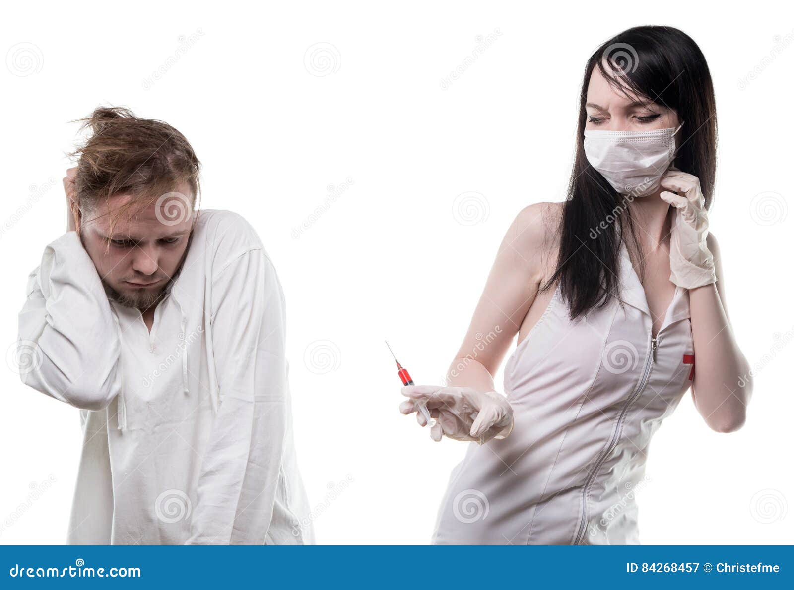 Enfermera Del Repugnancia Y Paciente Enfermo Imagen de archivo - Imagen ...