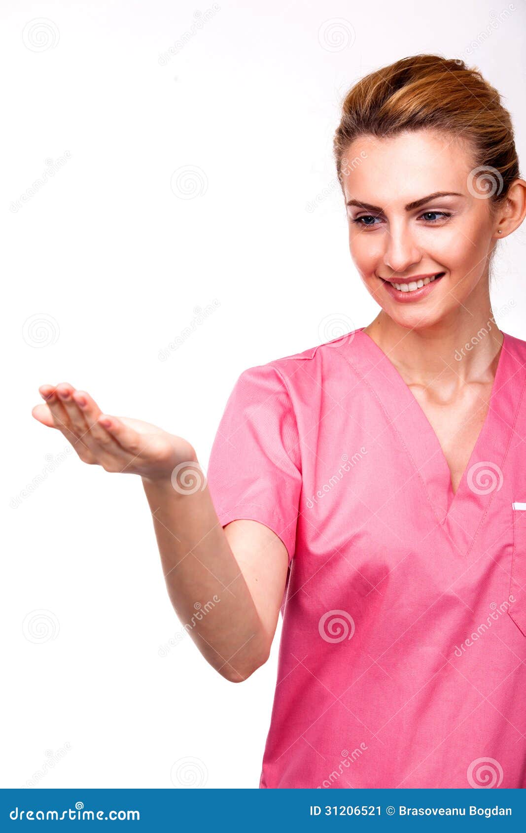 Enfermera Que Mira El Brazo Extendido Imagen de archivo - Imagen de ...