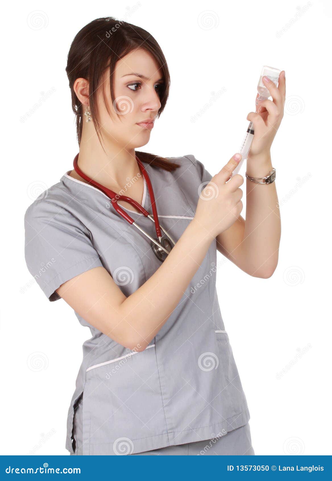 Enfermera y aguja foto de archivo. Imagen de vacuna, muchacha - 13573050