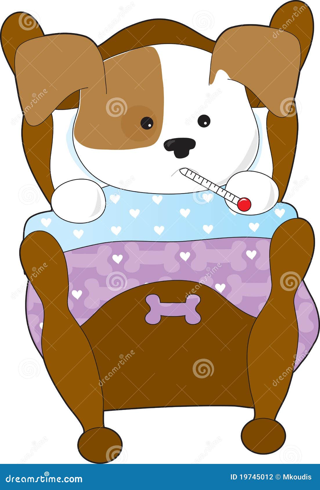 Enfermo lindo del perrito ilustración del vector. Ilustración de cama ...