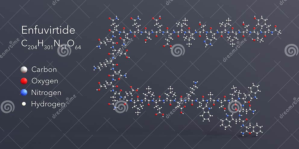 Enfuvirtide Molecule 3d Rendering, Flat Molecular Structure with ...