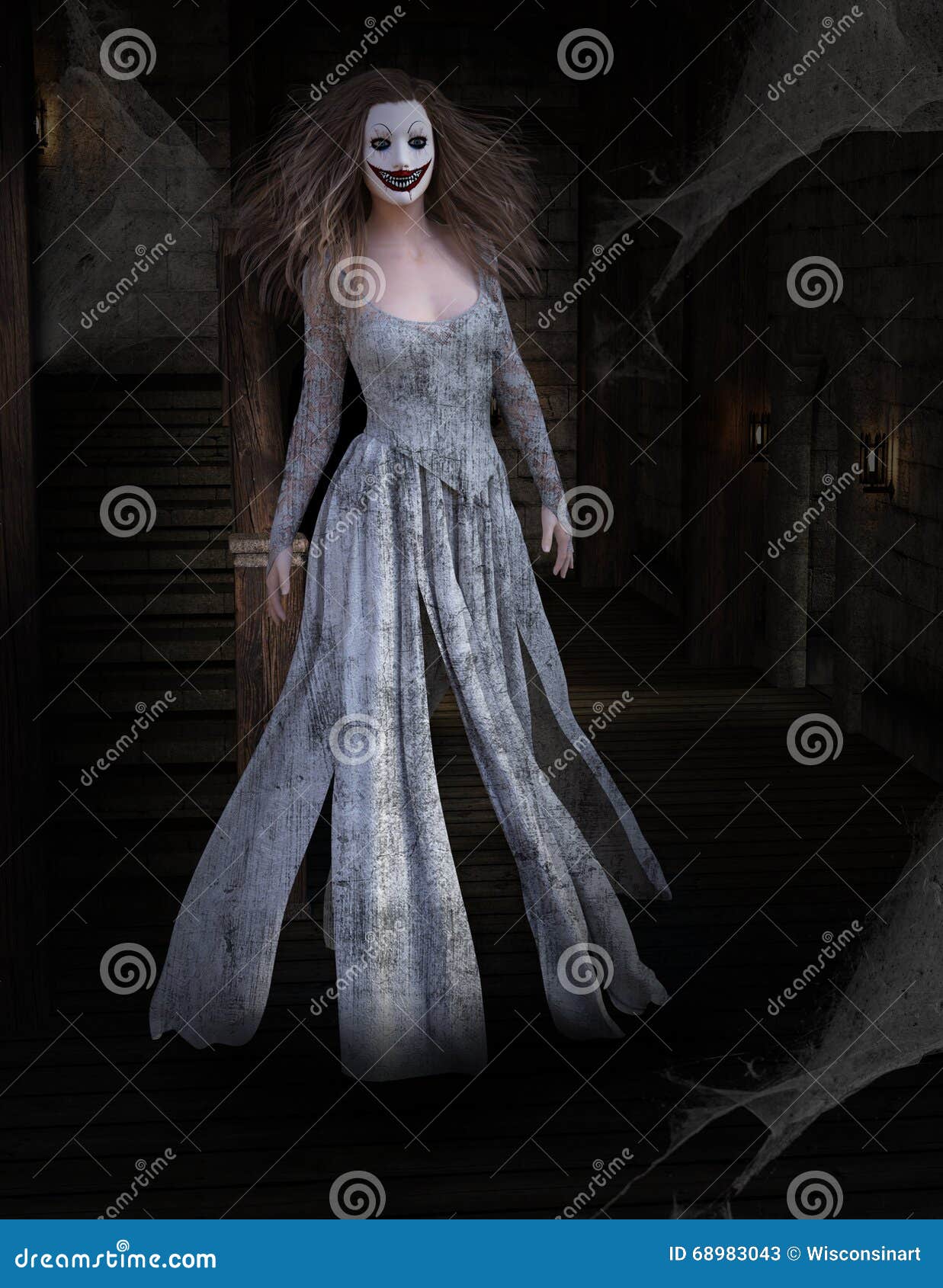 Eng Halloween-Spook, Spookhuis Stock Illustratie - Illustration of ...