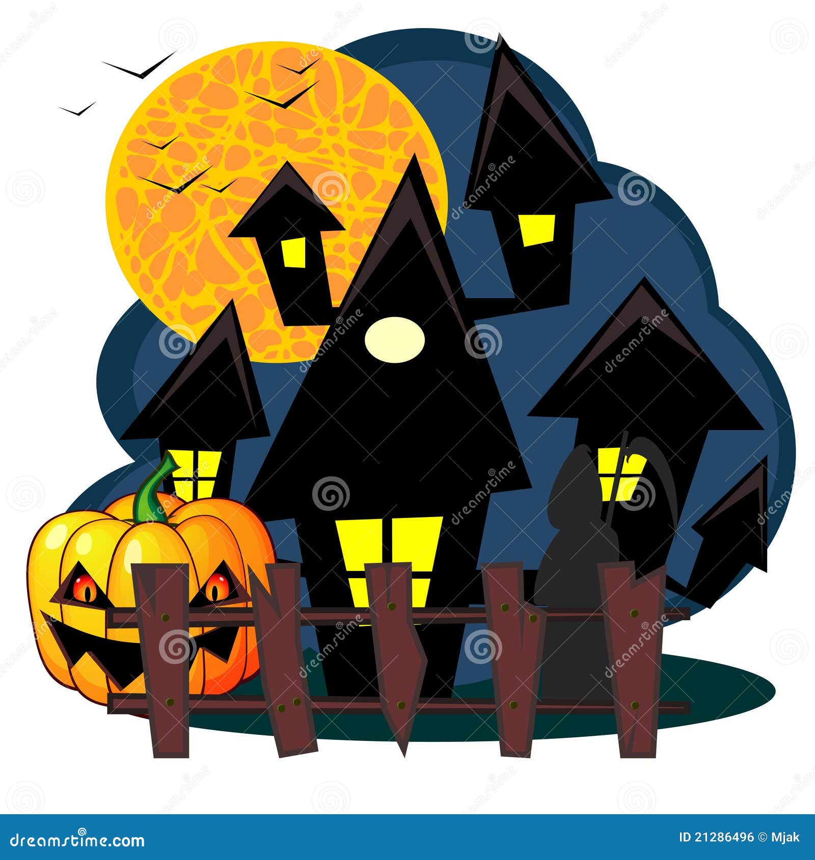 Eng huis van Halloween vector illustratie. Illustration of omheining ...