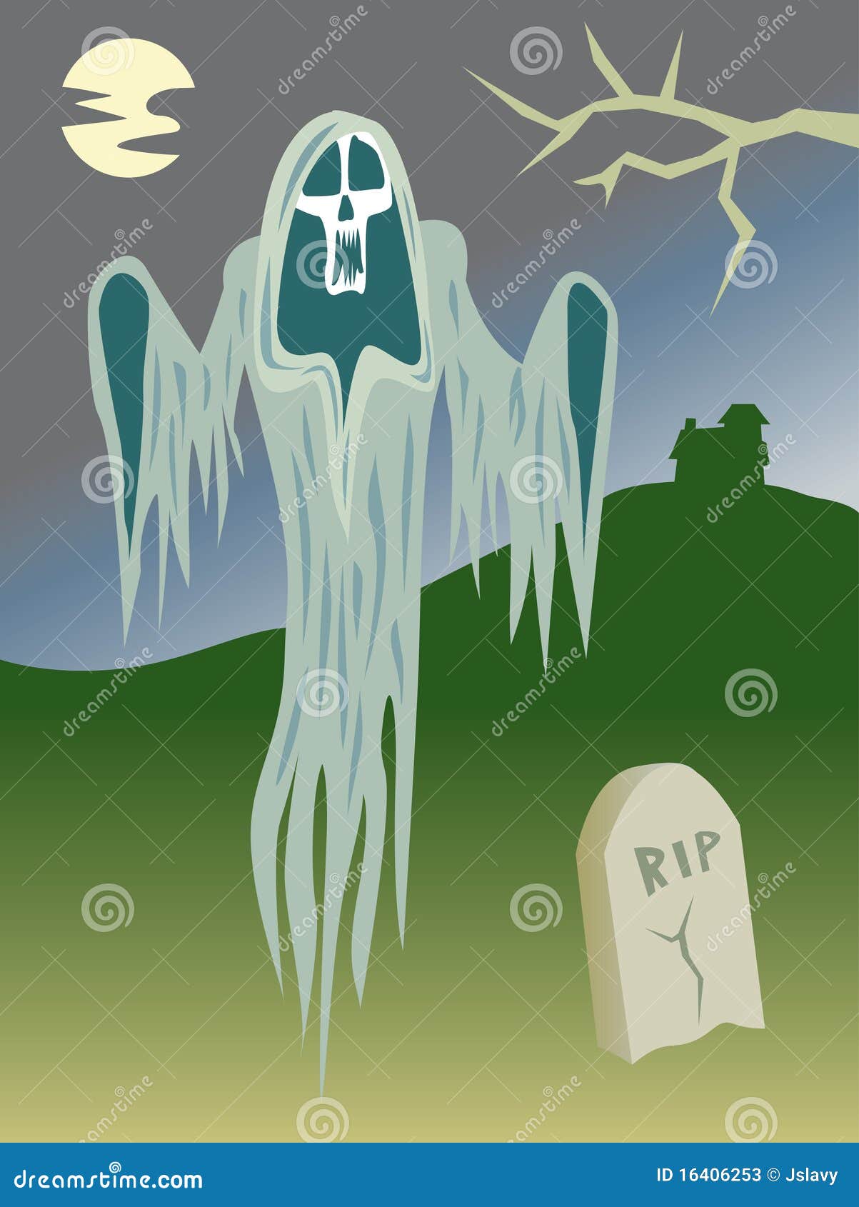 Eng Spook in het Kerkhof vector illustratie. Illustration of volledig ...