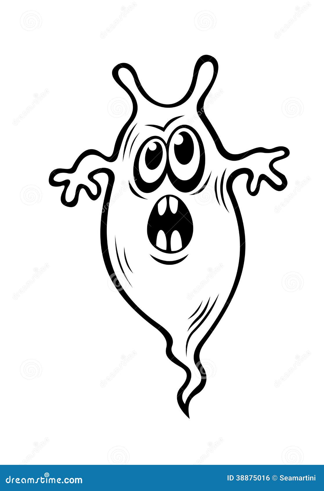 Eng zwart-wit spook vector illustratie. Illustration of gelukkig - 38875016