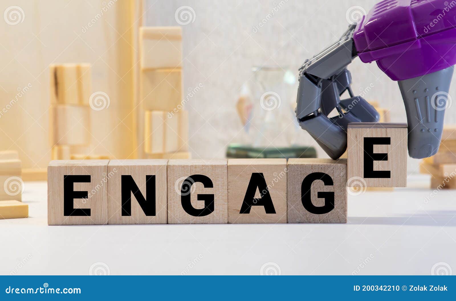 ENGAGE Word Made with Building Blocks Stock Photo - Image of background ...