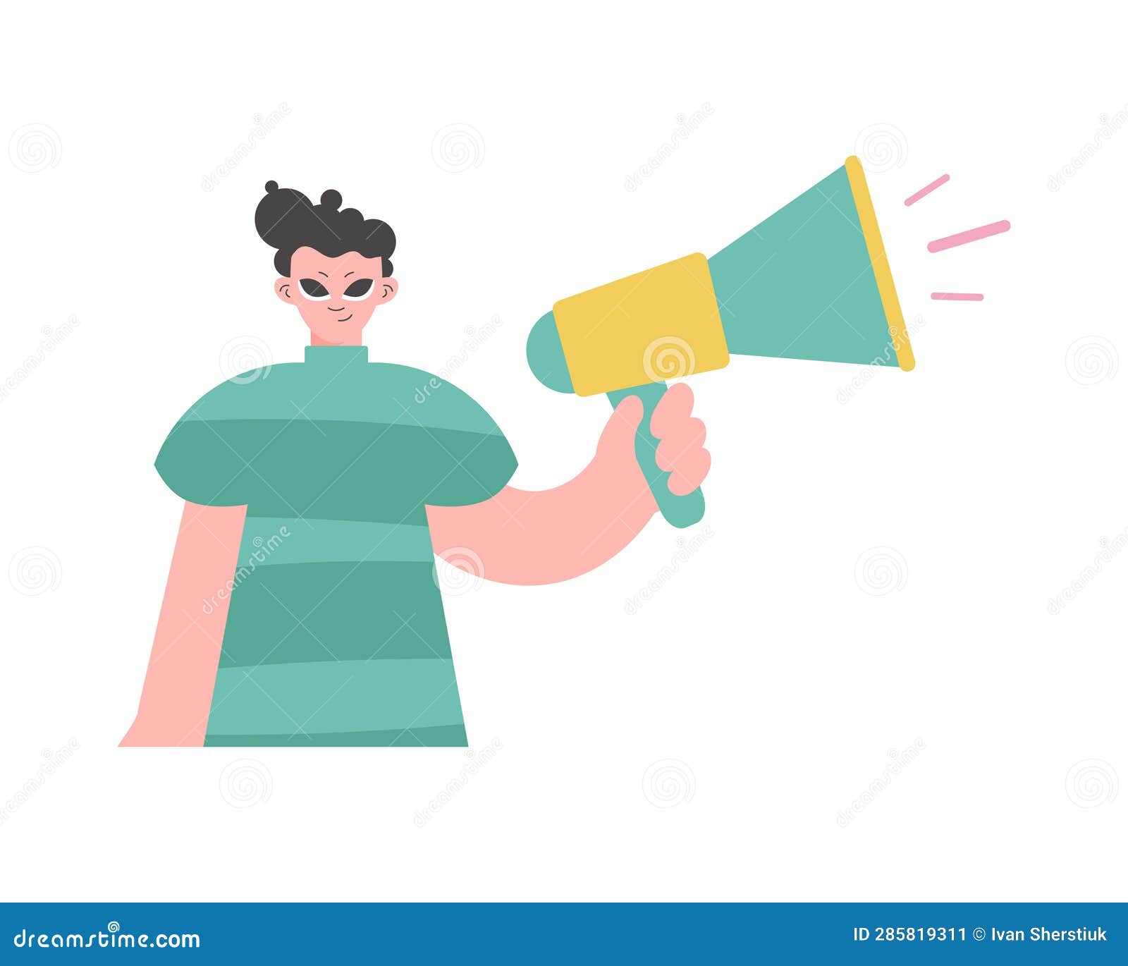 Engaged Communication. Man with Enhancer. Stock Illustration ...