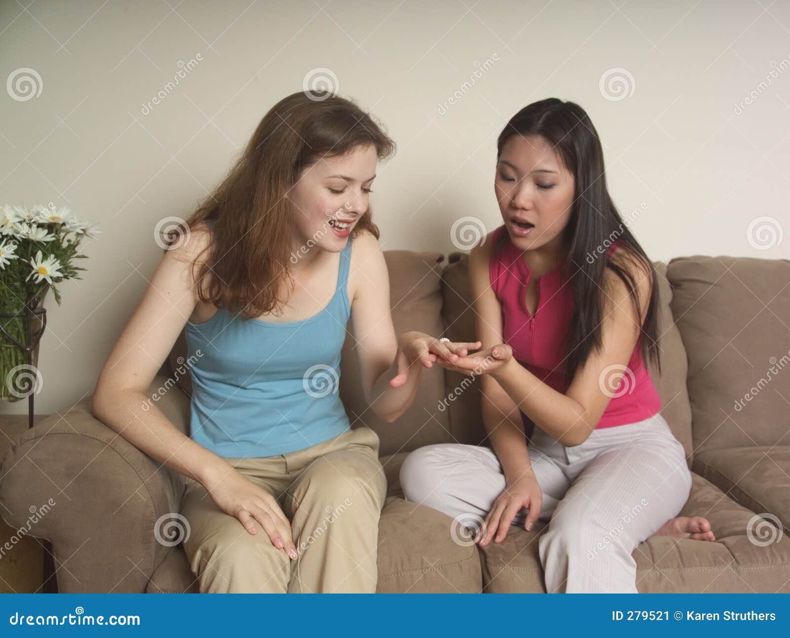Engaged Girl Shows Her Friend Stock Image - Image of ethnic, friend: 279521