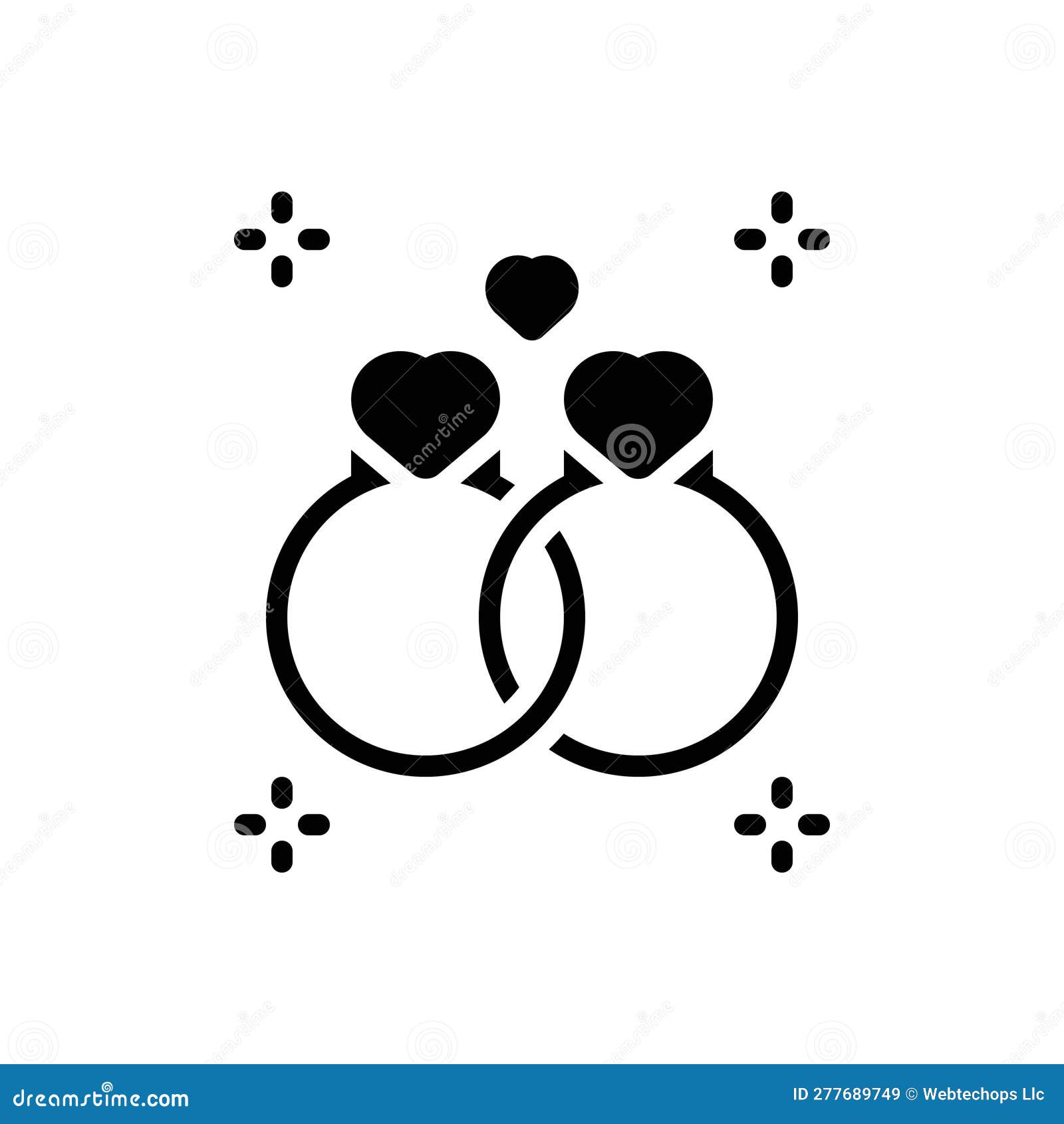 Black Solid Icon for Engaged, Wedding Rings and Love Stock Vector ...