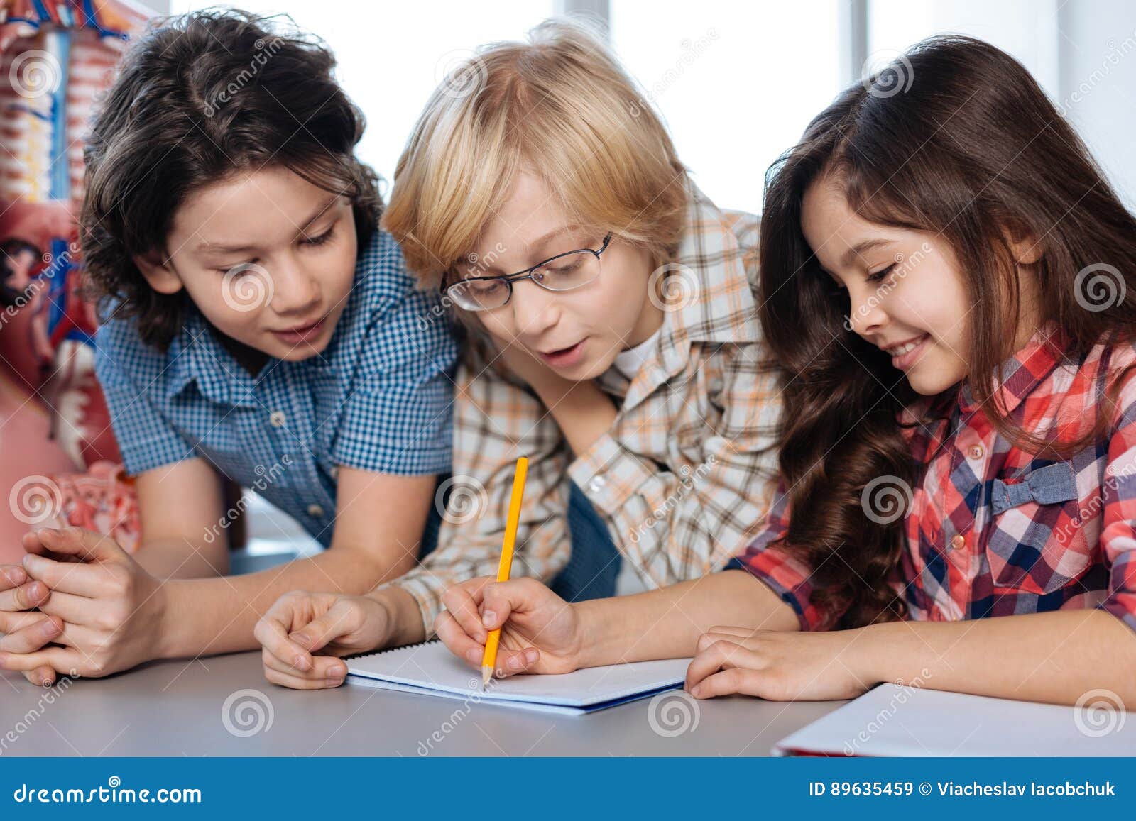 Engaged Sociable Kids Discussing Something Stock Image - Image of ...