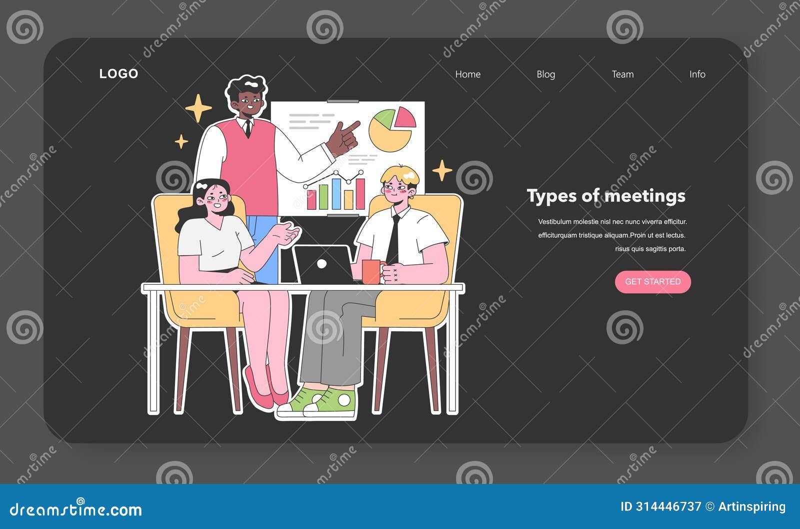 Engaged Team Collaborates on a Stock Vector - Illustration of piechart ...