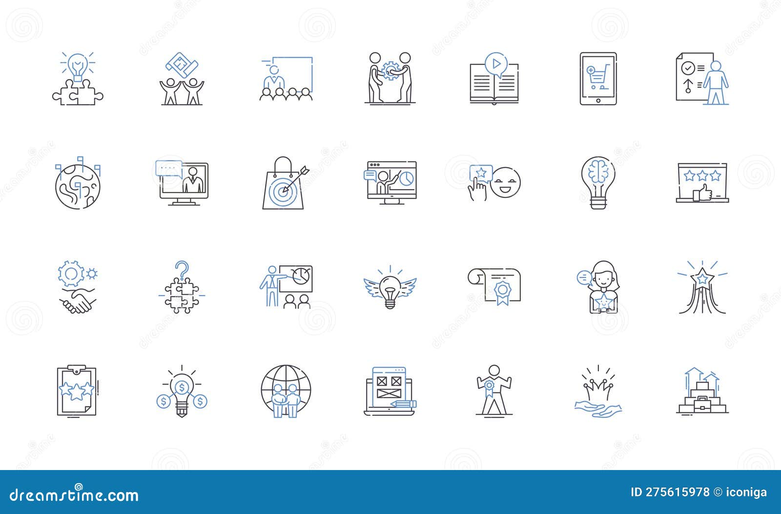 Engagement Concept Line Icons Collection. Commitment, Collaboration ...