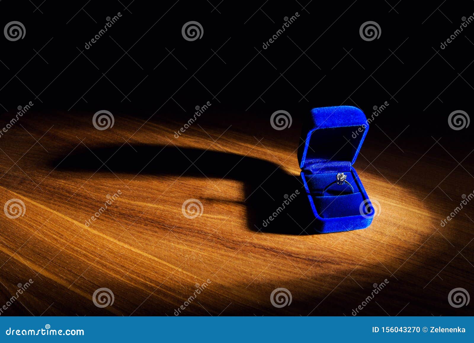 Engagement Diamond Ring in Blue Box Stock Photo - Image of celebration ...