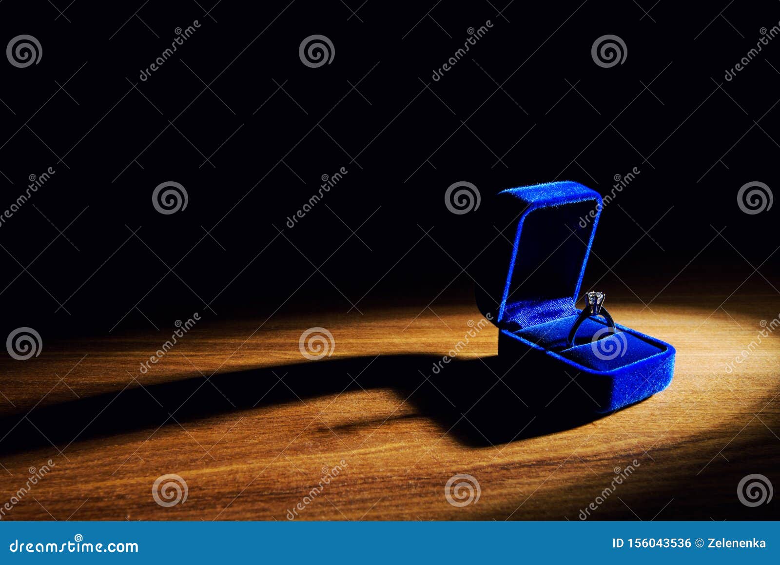 Engagement Diamond Ring in Blue Box Stock Photo - Image of elegance ...
