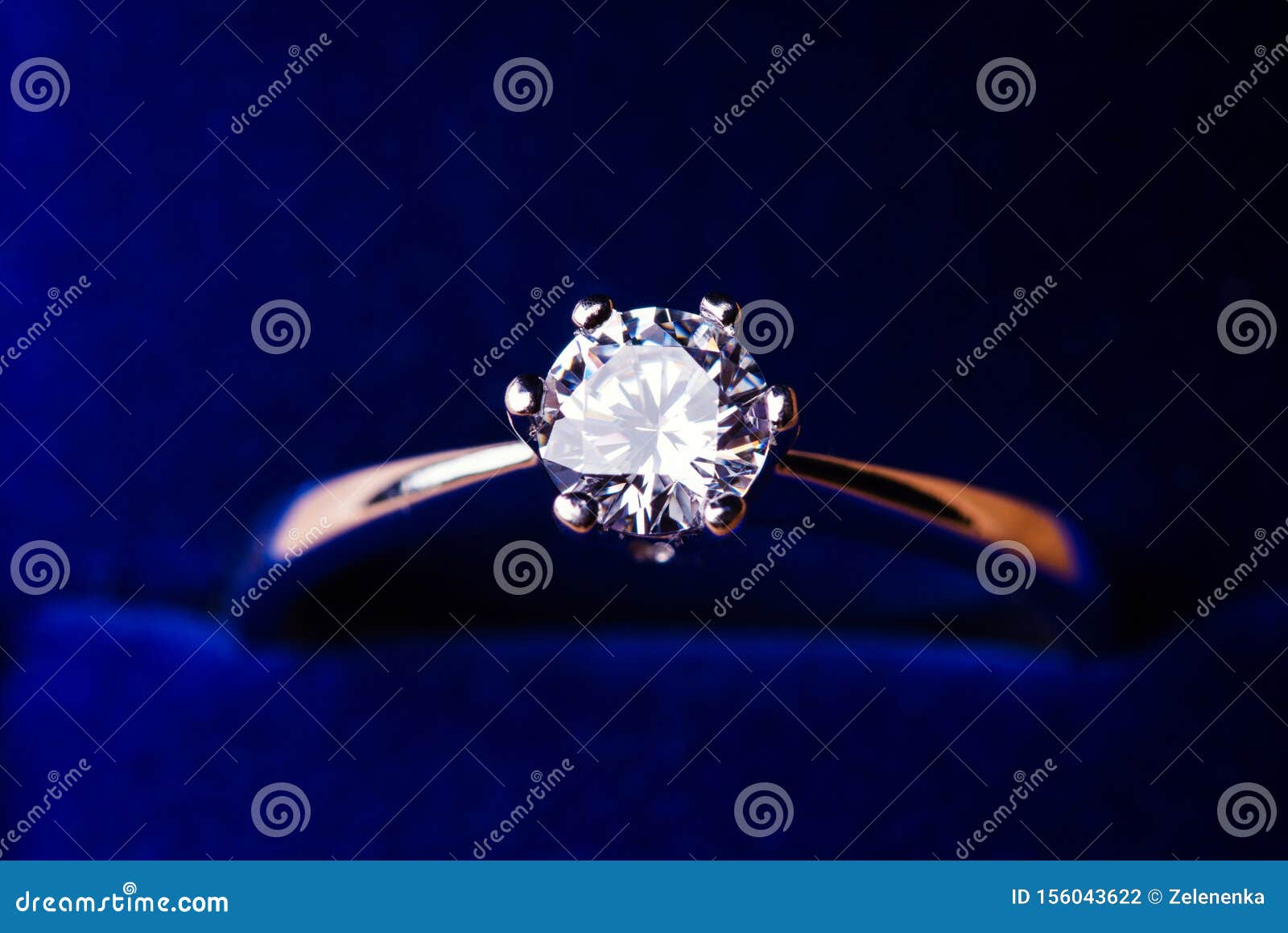 Engagement Diamond Ring in Blue Box Stock Photo - Image of accessory ...