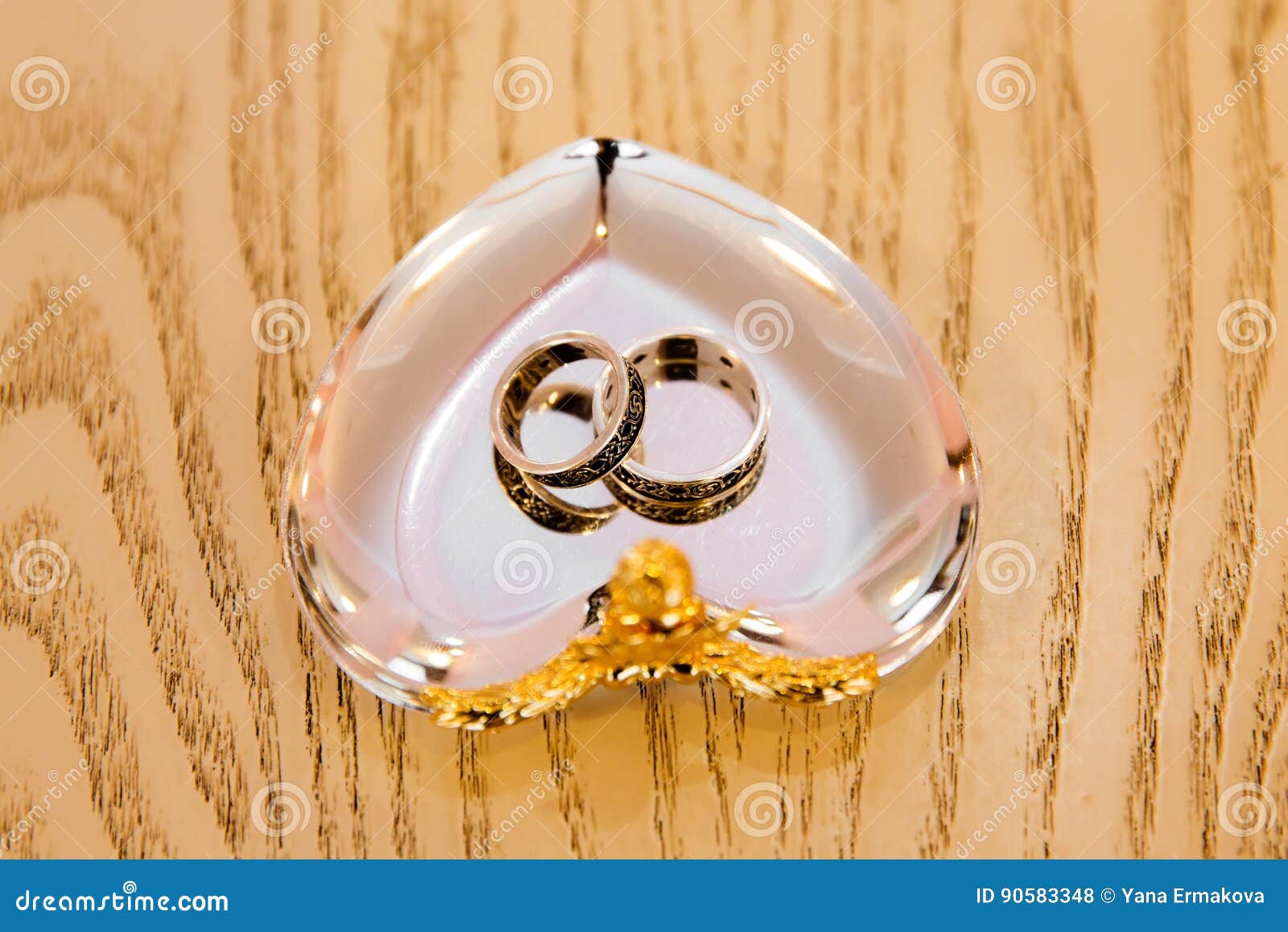 Engagement Gold Rings on the Stand Stock Photo - Image of macro ...