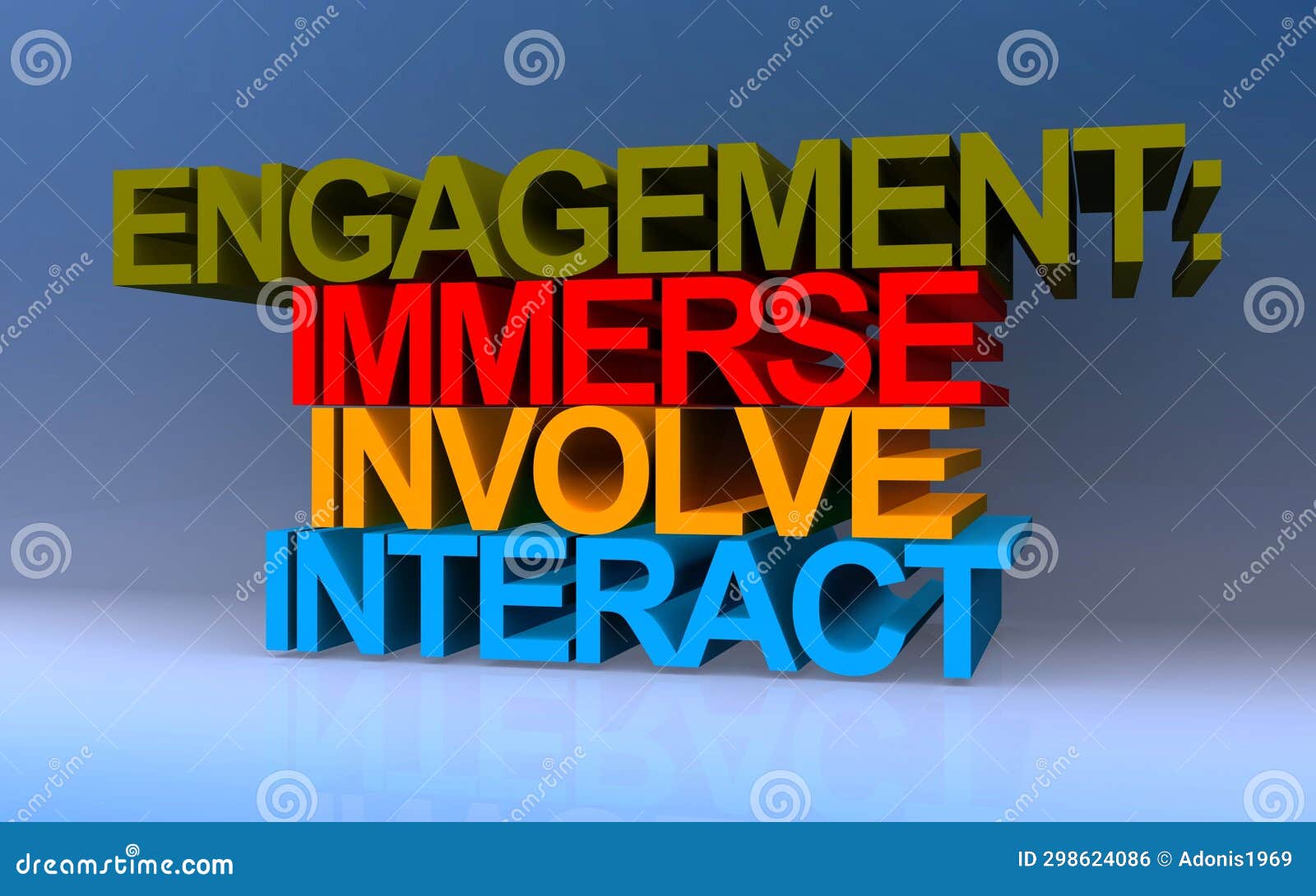 Engagement Immerse Involve Interact on Blue Stock Illustration ...
